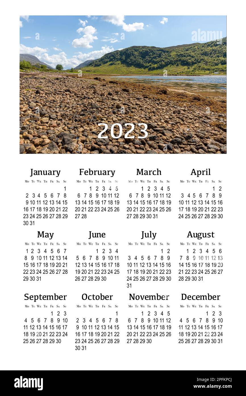 Calendar for 2023 on a white background for printing. Scotland, Great ...