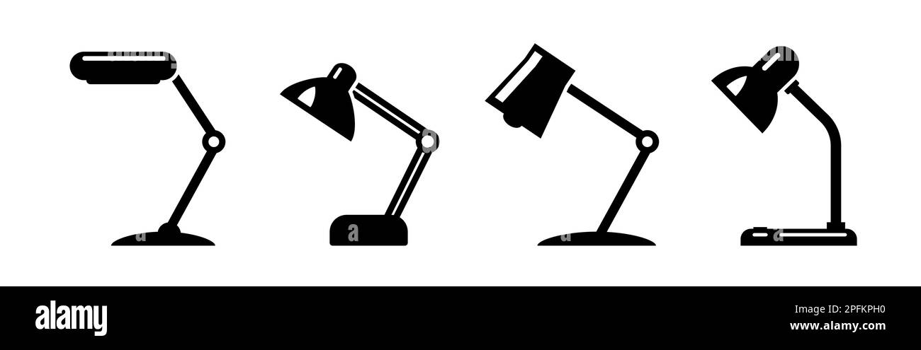 Office table desk lamp icon light. Desk lamp light bulb vector desktop ...