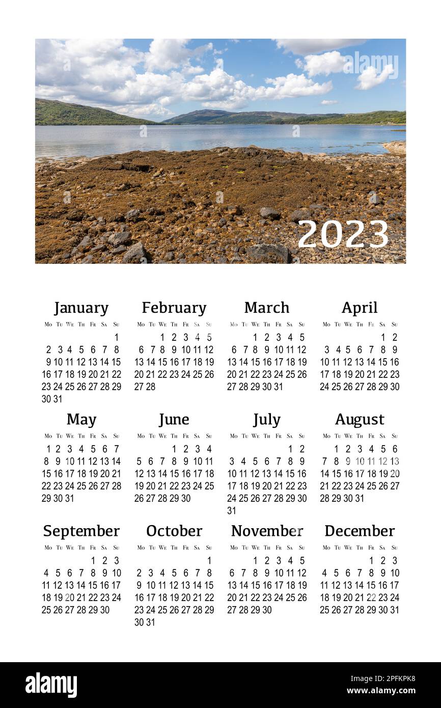 Calendar for 2023 on a white background for printing. Scotland, Great ...
