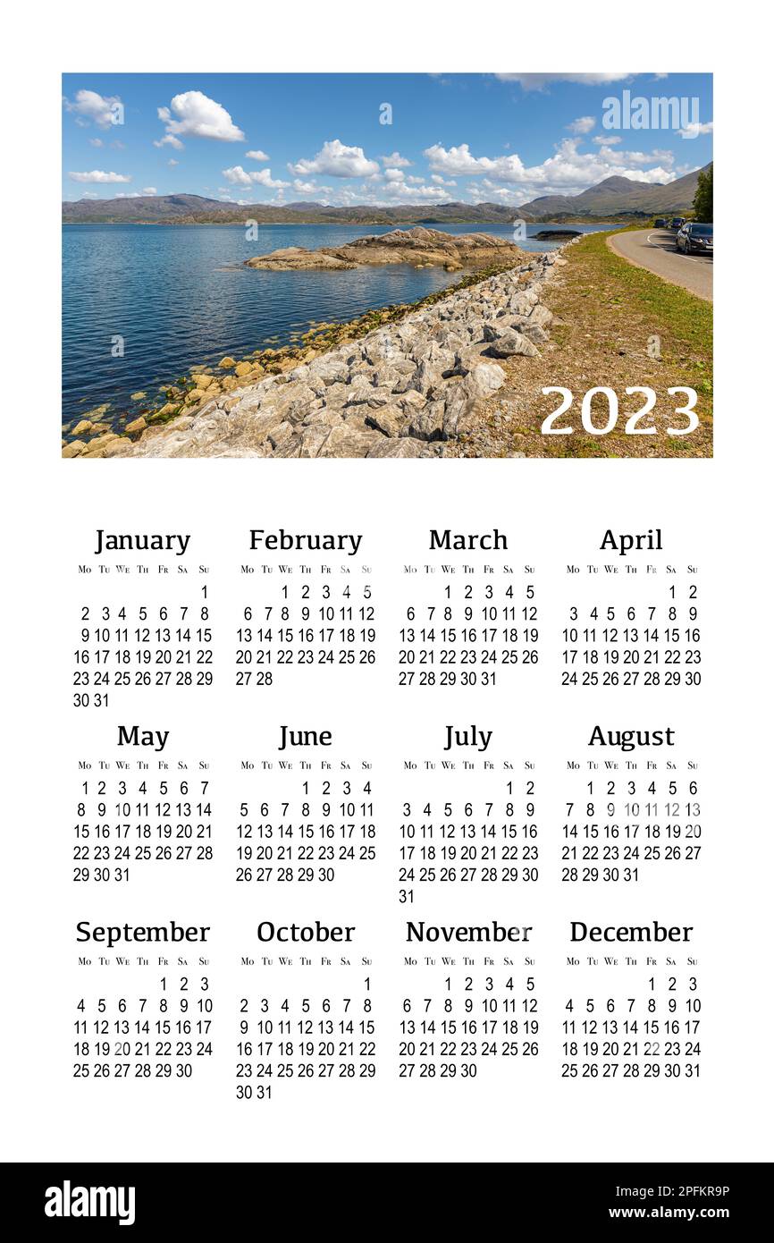 Calendar for 2023 on a white background for printing. Scotland, Great ...