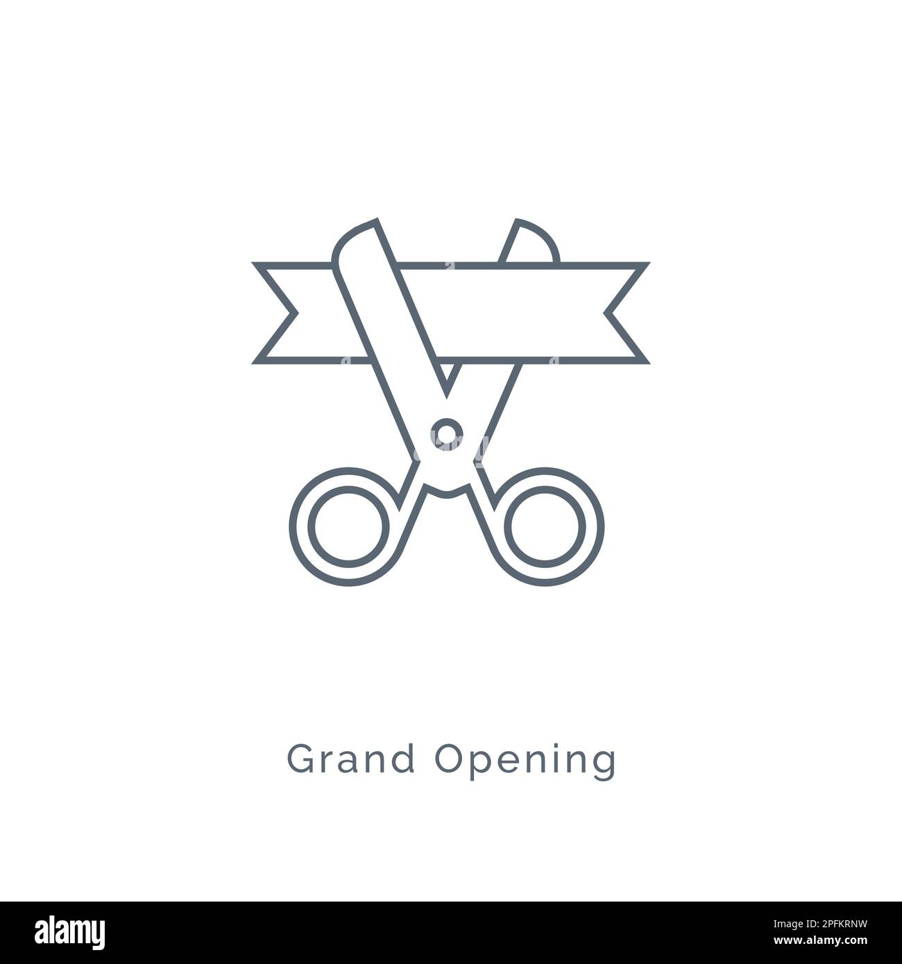 Grand opening scissor ribbon icon ceremony. Establish open business ...