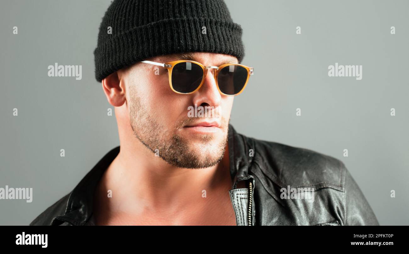 Portrait of handsome man. Leon killer style Stock Photo - Alamy