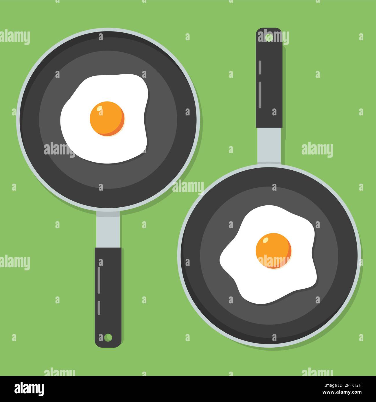 Fried egg omelette top view pan vector food illustration. Egg omelet albumen cartoon icon ...