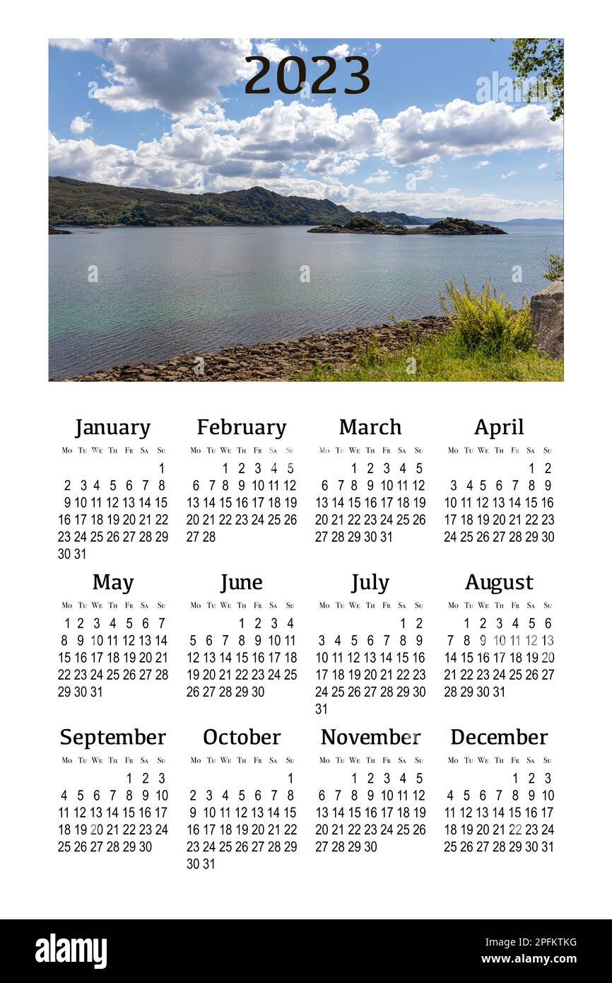 Calendar for 2023 on a white background for printing. Scotland, Great ...