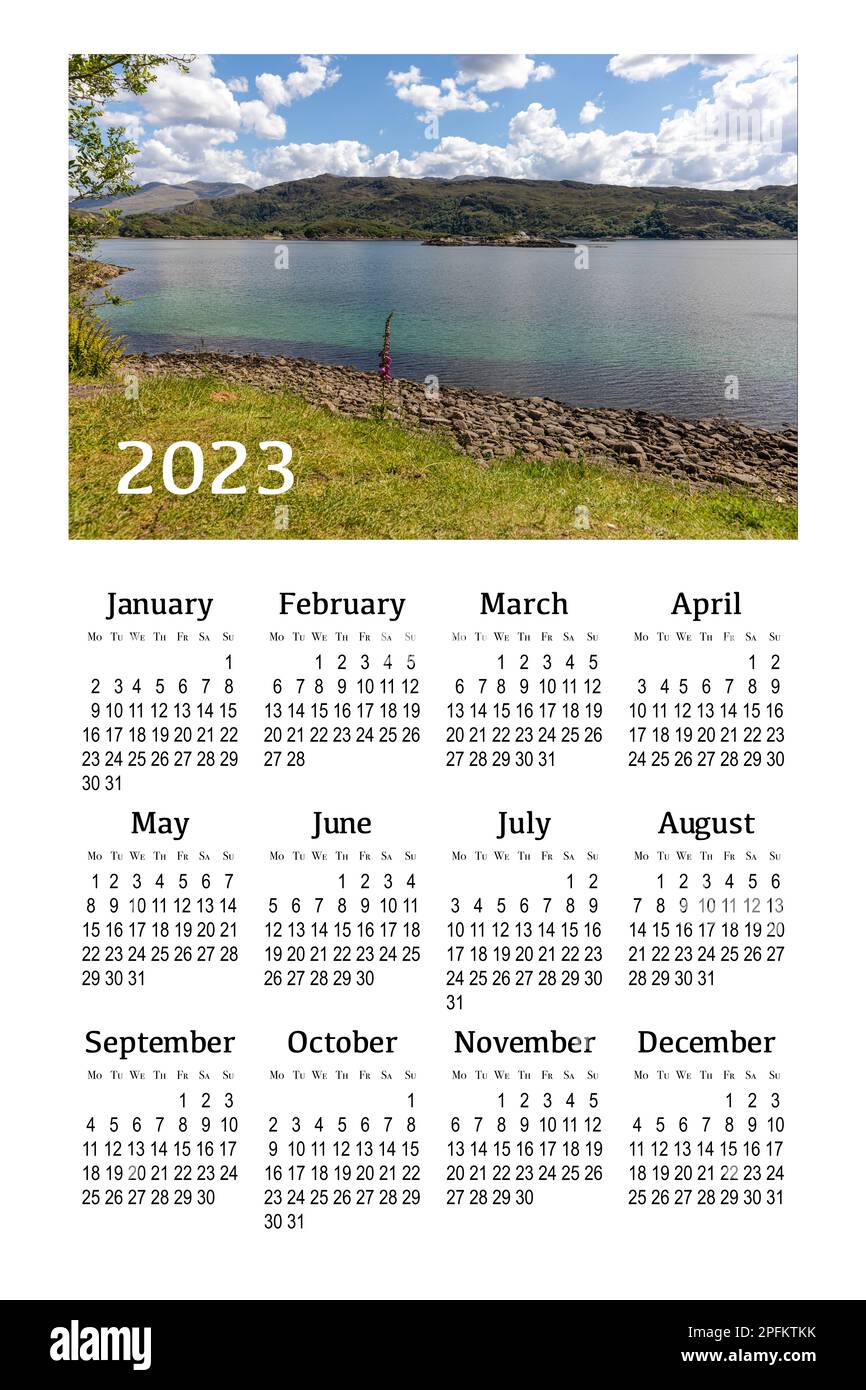 Calendar for 2023 on a white background for printing. Scotland, Great ...