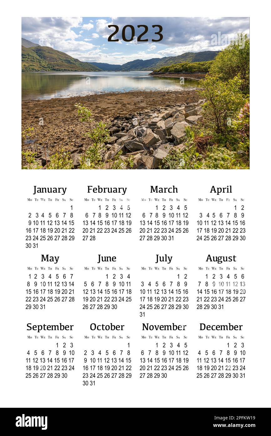 Calendar for 2023 on a white background for printing. Scotland, Great ...