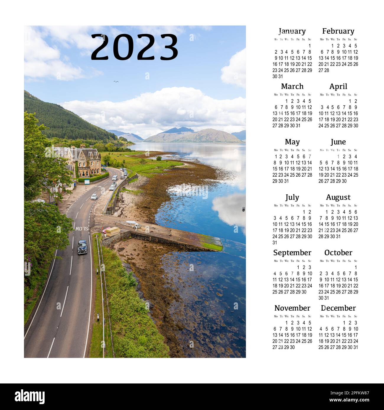 Calendar for 2023 on a white background for printing. Scotland, Great ...