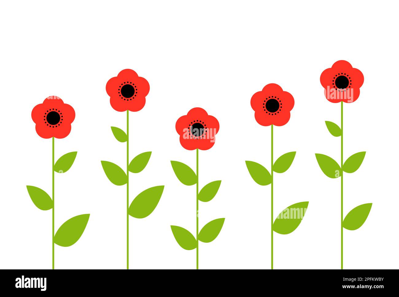 Red poppy flower single bouquet illustration vector spring poster. Red ...