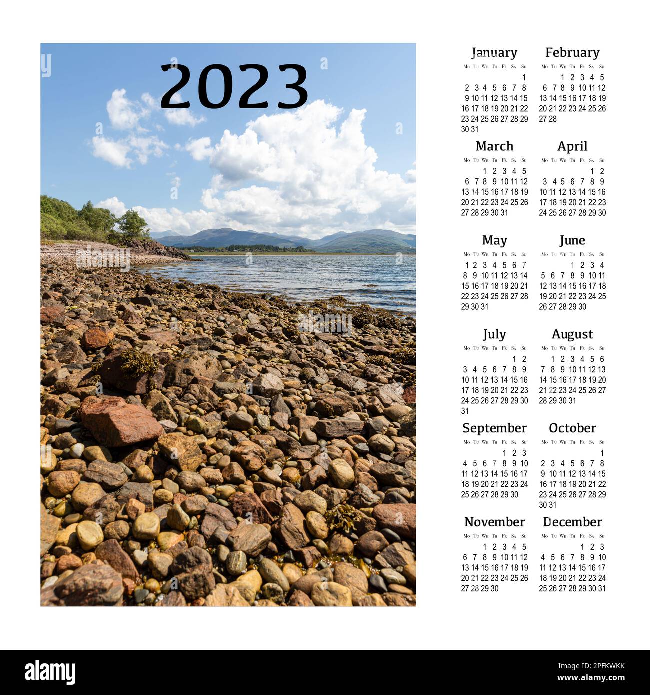 Calendar for 2023 on a white background for printing. Scotland, Great ...