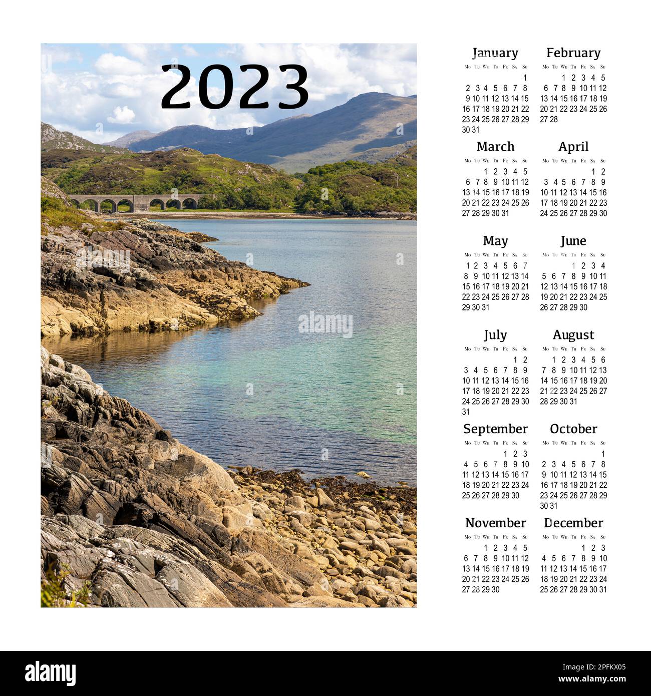 Calendar for 2023 on a white background for printing. Scotland, Great ...