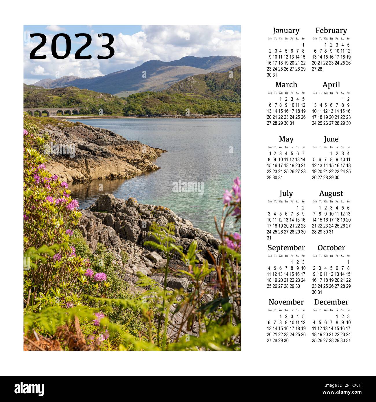 Calendar for 2023 on a white background for printing. Scotland, Great ...