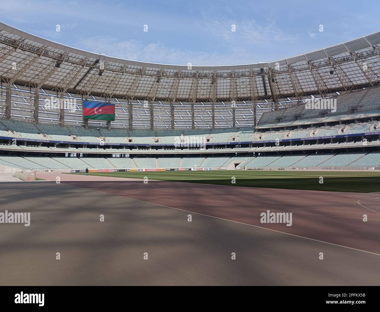 Flag of the Republic of Azerbaijan inside the Olympic Stadium, Baku ...