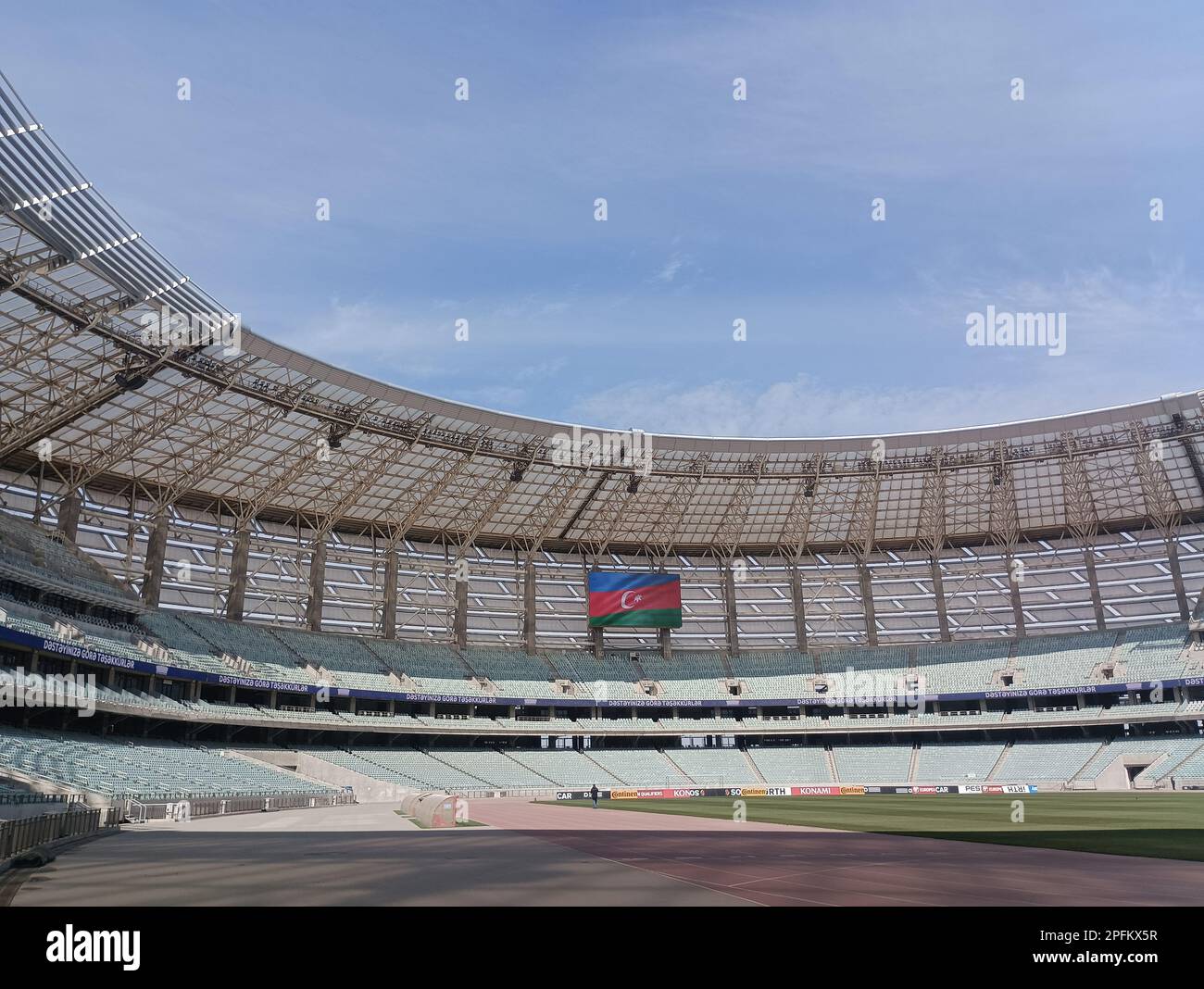 Flag of the Republic of Azerbaijan inside the Olympic Stadium, Baku ...