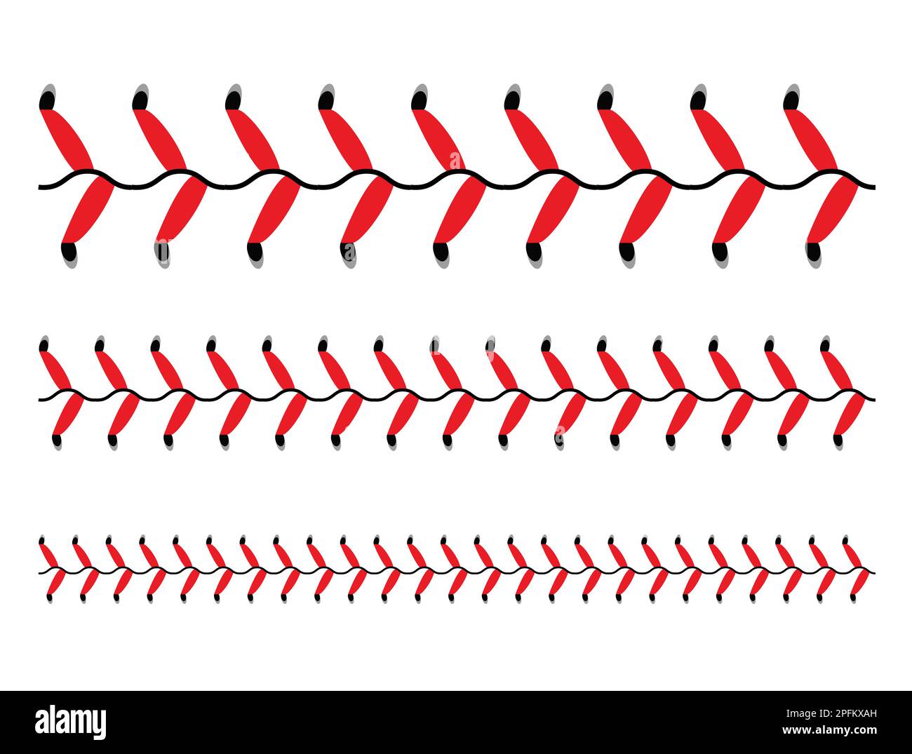 Baseball red lace seam thread. Base ball vector illustration lace ...