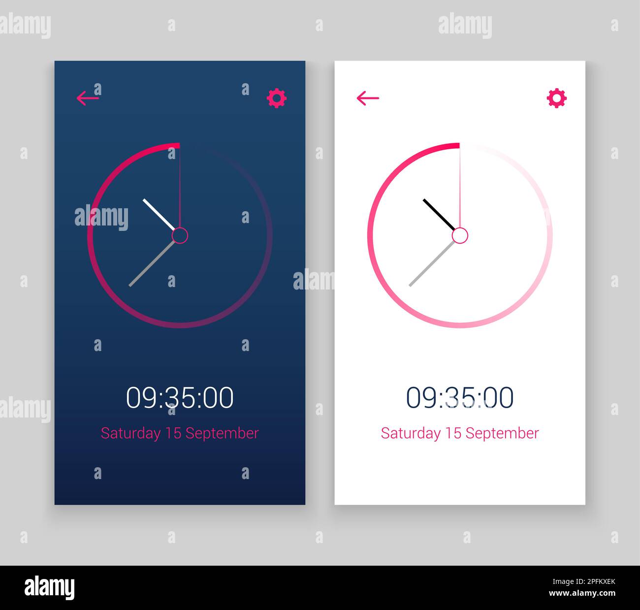 Clock Mobile App Concept Ui Design Day And Night Clock User Interface