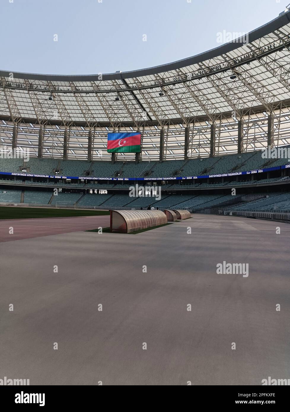 Flag of the Republic of Azerbaijan inside the Olympic Stadium, Baku ...