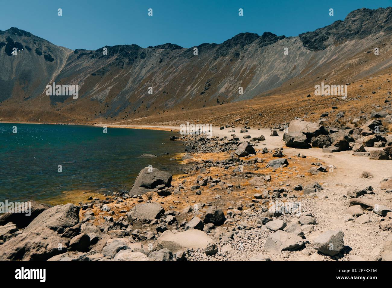 View inside of Volcano Nevado de Toluca National park with lakes inside ...
