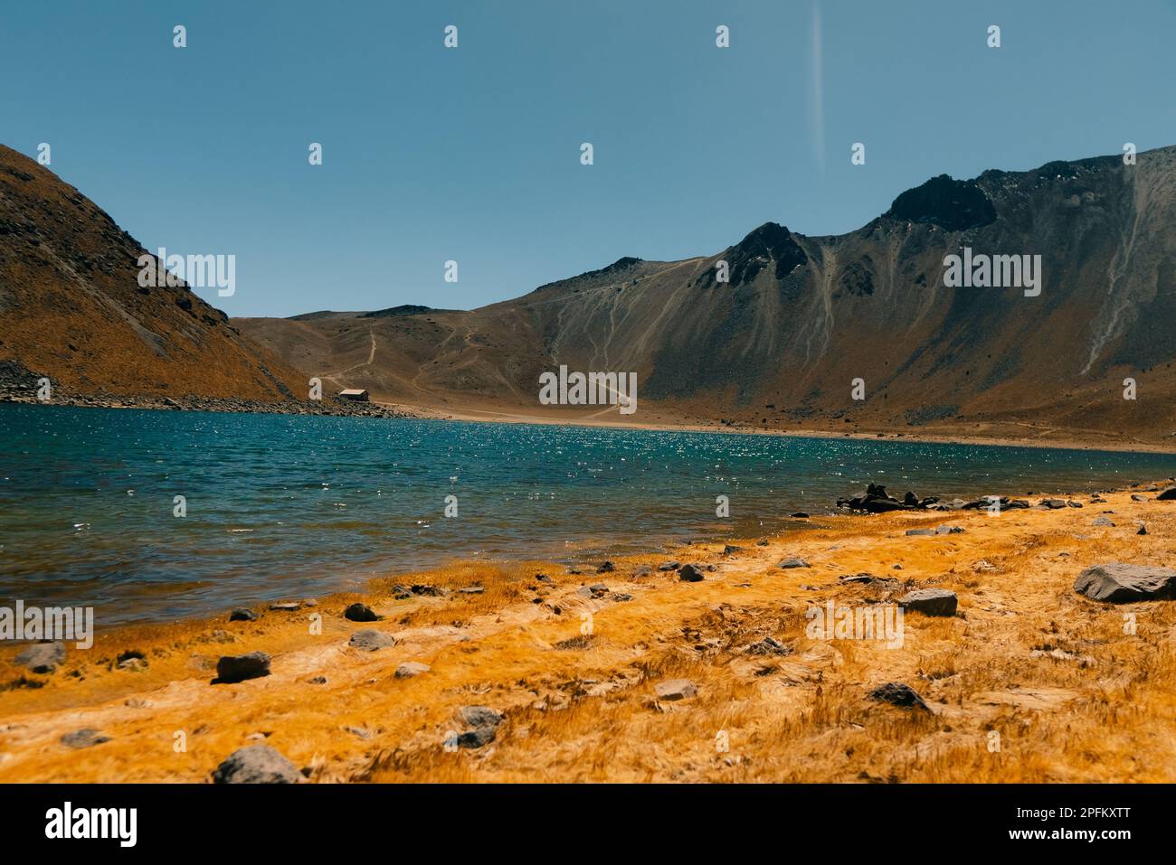 View inside of Volcano Nevado de Toluca National park with lakes inside ...