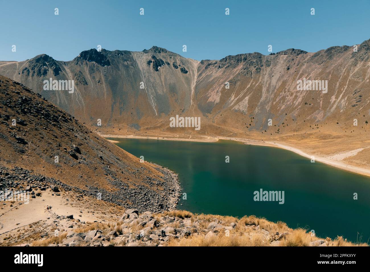 View inside of Volcano Nevado de Toluca National park with lakes inside ...