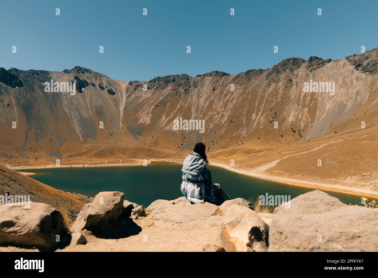 View inside of Volcano Nevado de Toluca National park with lakes inside ...