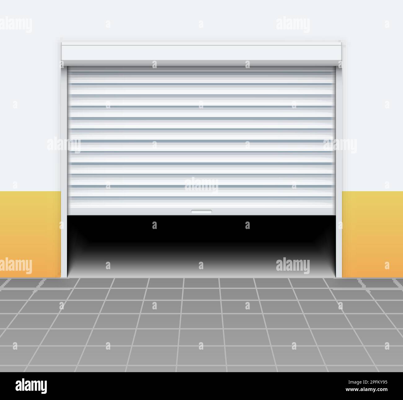 Warehouse or garage roller shutter door. Factory roller door entrance ...