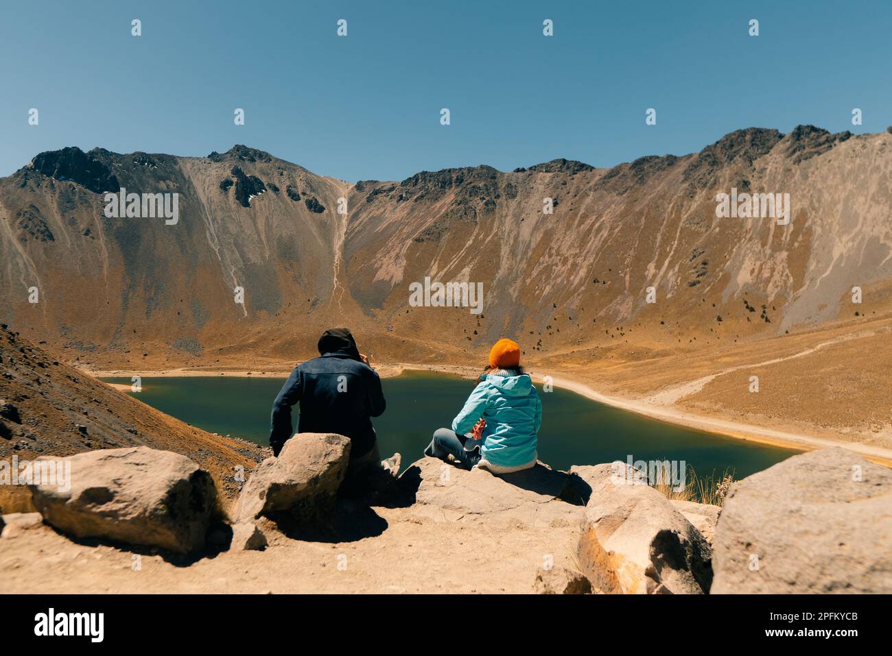 View inside of Volcano Nevado de Toluca National park with lakes inside ...