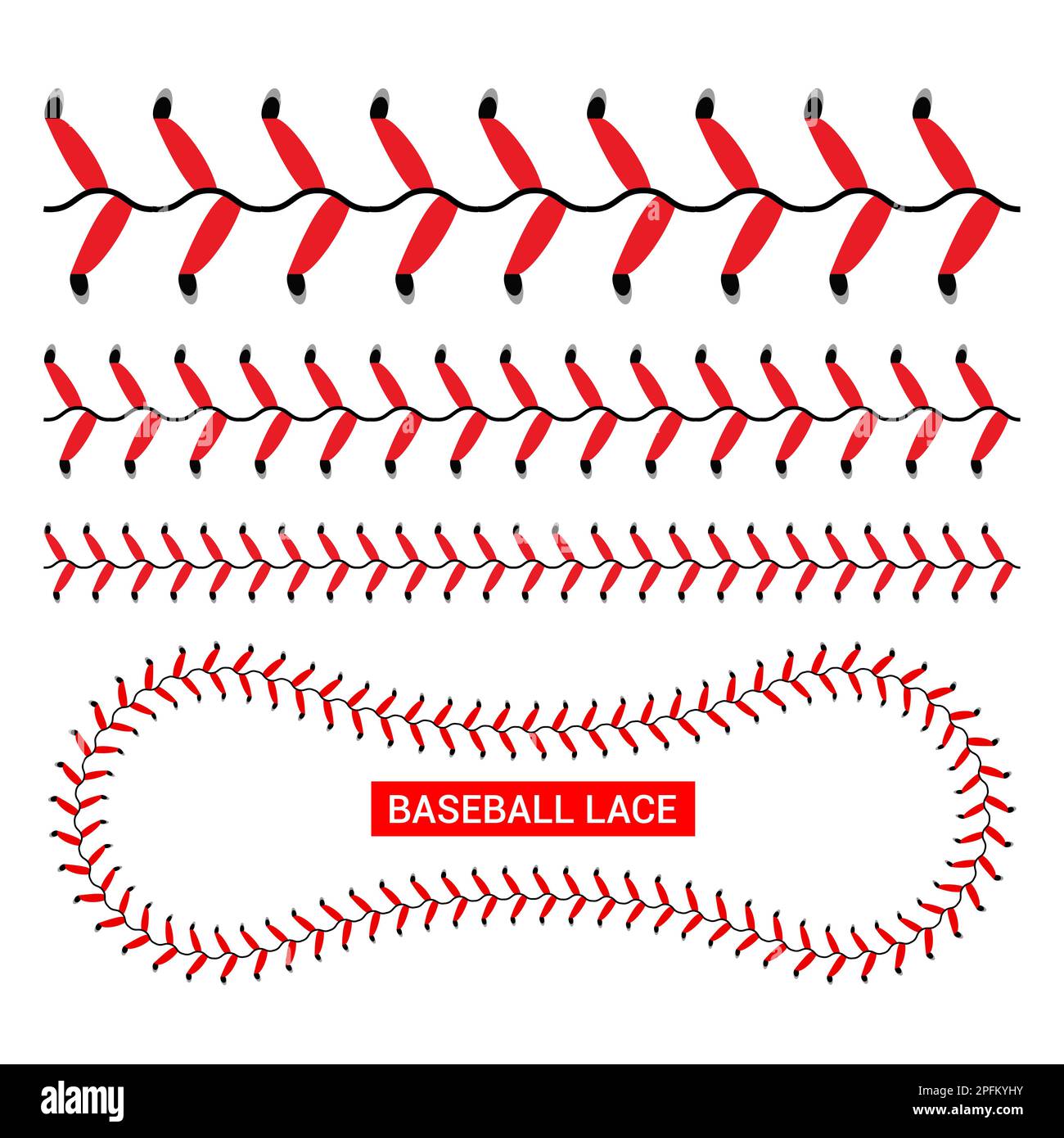 Baseball red lace seam thread. Base ball vector illustration lace ...
