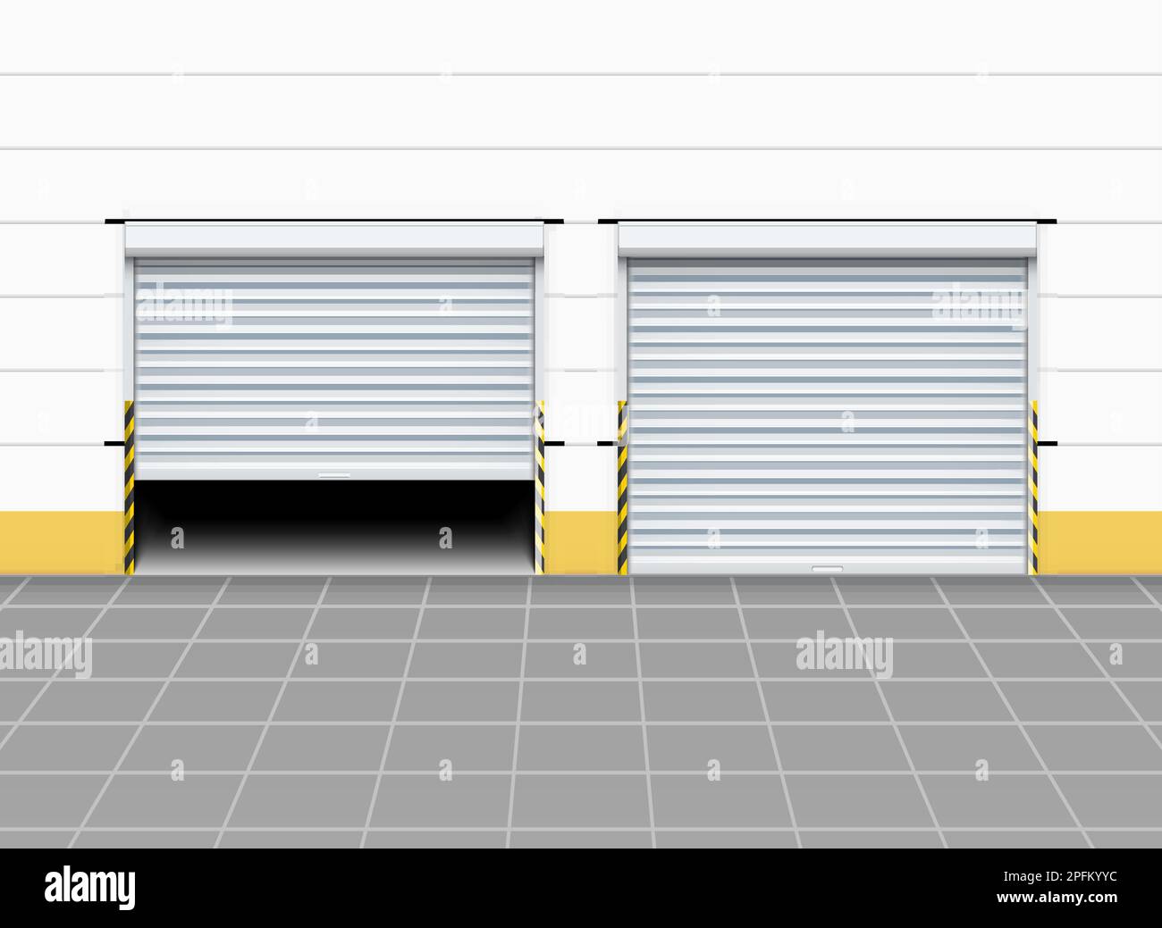 Warehouse or garage roller shutter door. Factory roller door entrance ...