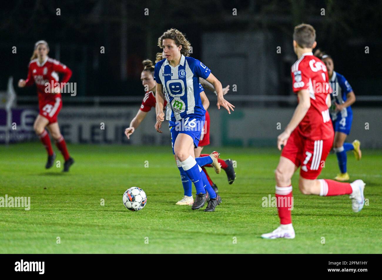 Fleur Van Daele (16) of Gent pictured during a female soccer game ...