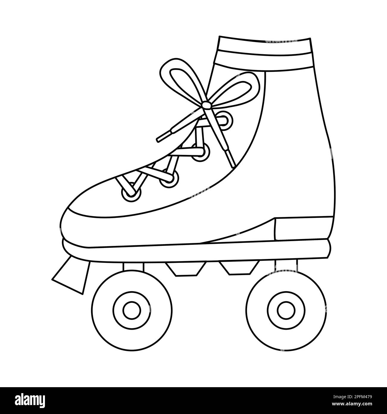 Retro roller skates, doodle style flat vector outline illustration for ...