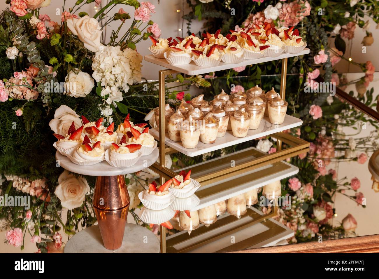 Reception Hall Decorated For Social Events; Dessert Table For Guests ...