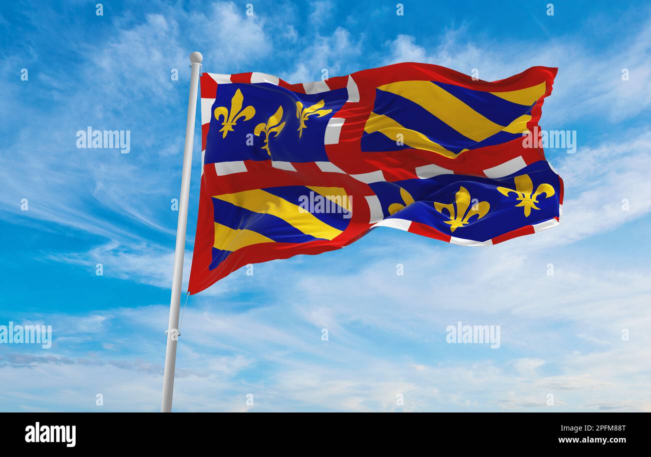flag of Gallo-Romance peoples Burgundians at cloudy sky background ...