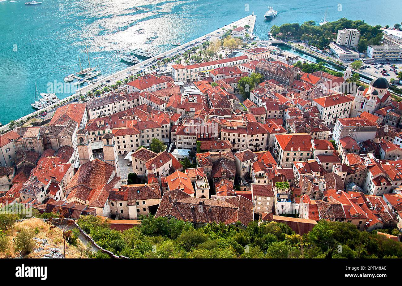 Kotor Old Town and Bay of Kotor, Montenegro Stock Photo - Alamy