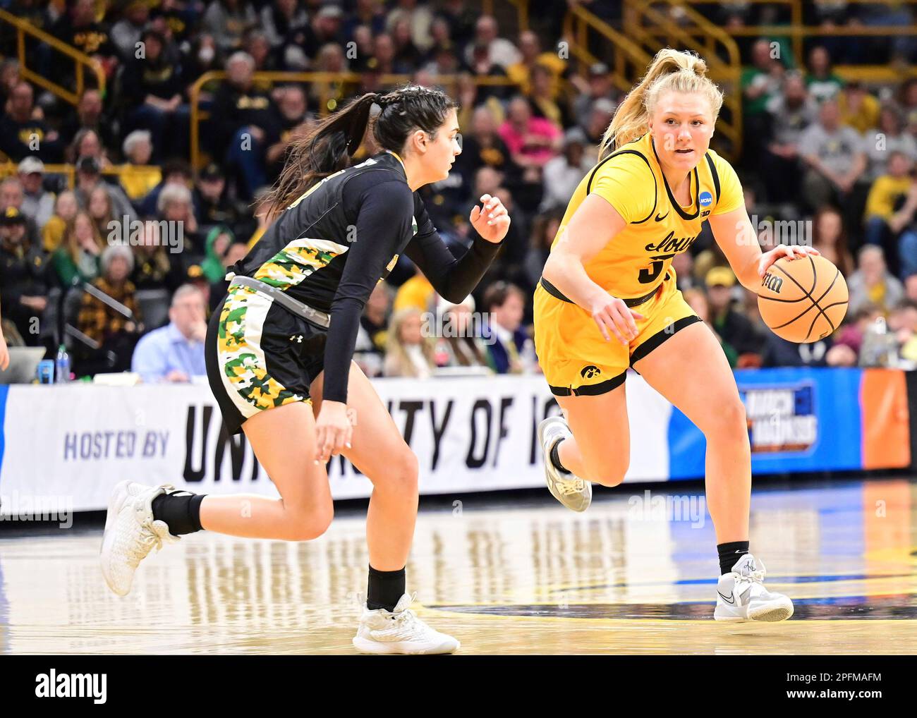 IOWA CITY, IA - MARCH 17:Iowa guard Sydney Affolter (3) drives to the ...