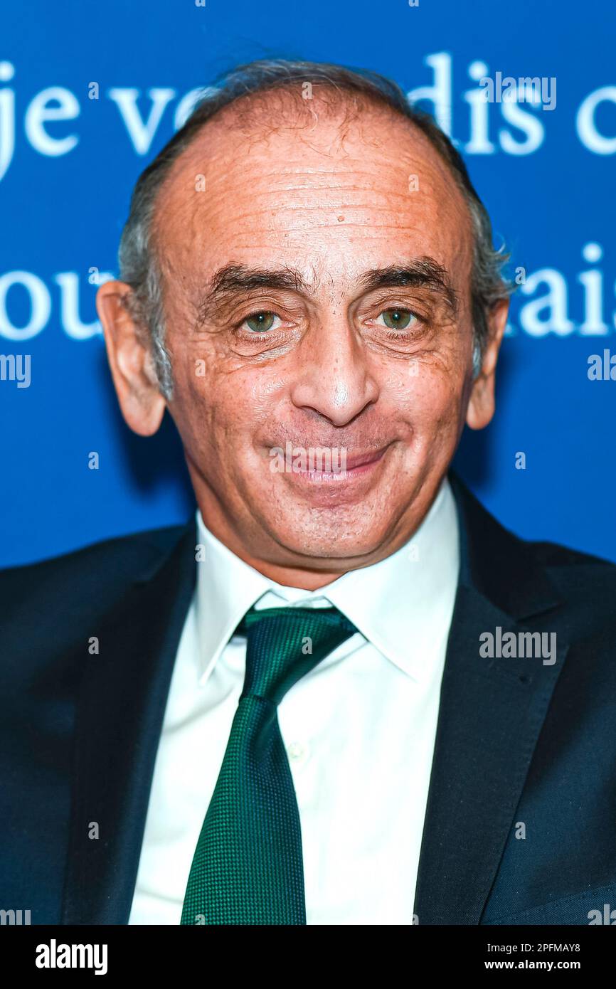 Eric Zemmour, president of the far-right party "Reconquete!", signs ...