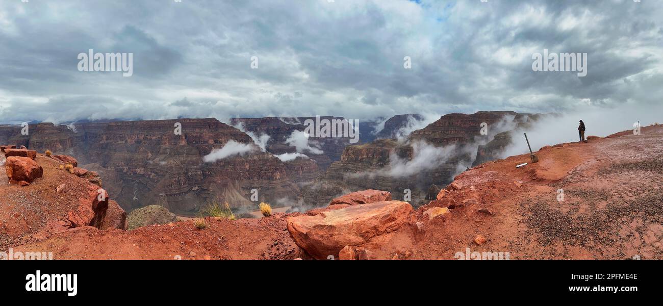 Panorama of Guano Point at the West Rim of the Grand Canyon on a cool ...