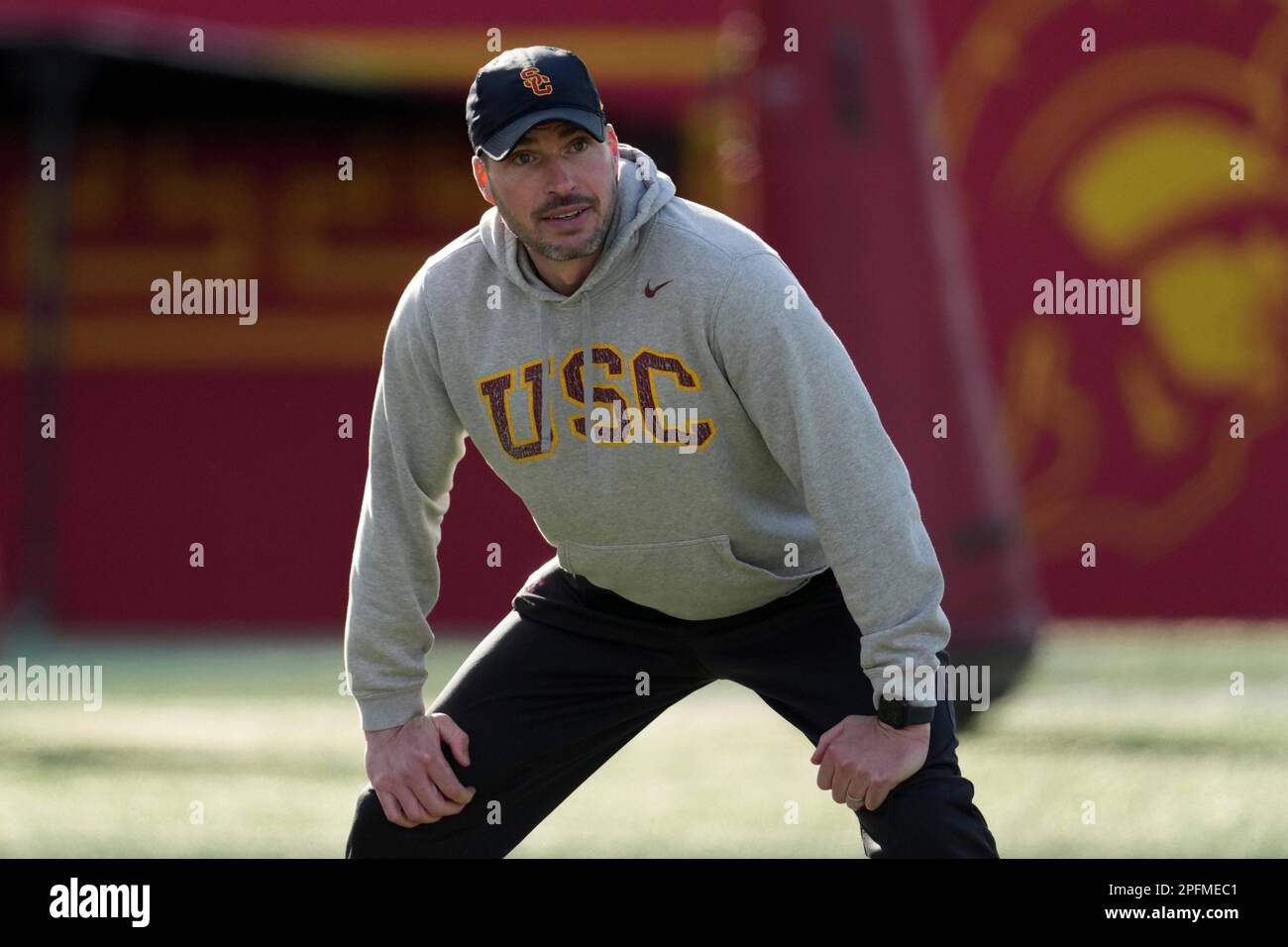 Southern California Trojans defensive coordinator Alex Grinch during ...