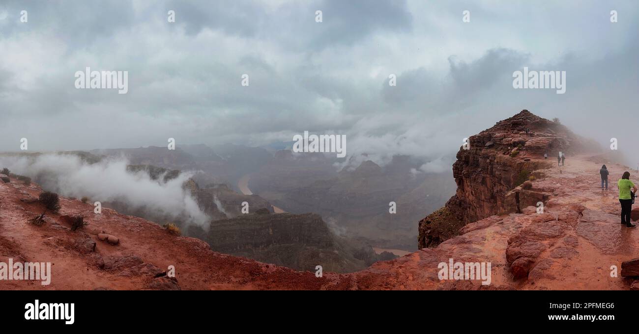 Panorama of Guano Point at the West Rim of the Grand Canyon on a cool ...