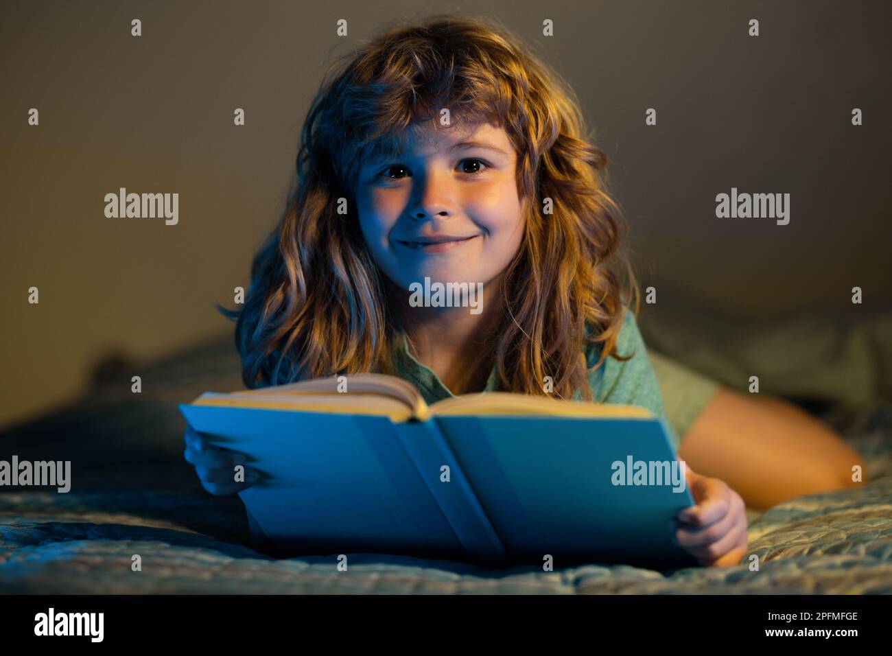 Child boy reading book. Kids reading story. Happy child boy reading ...