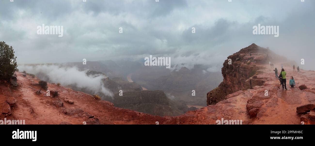 A cloud filled Guano Point at the West Rim of the Grand Canyon. A rare ...