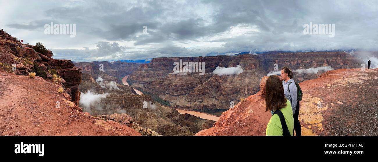 A cloud filled Guano Point at the West Rim of the Grand Canyon. A rare ...