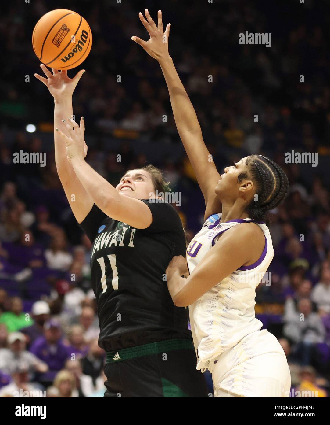 Baton Rouge, USA. 17th Mar, 2023. Hawai'i Rainbow Wahine forward Kallin ...