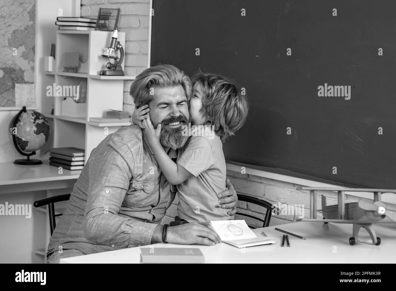Father teaching son. Teachers day. Home school for pupil. Happy father ...
