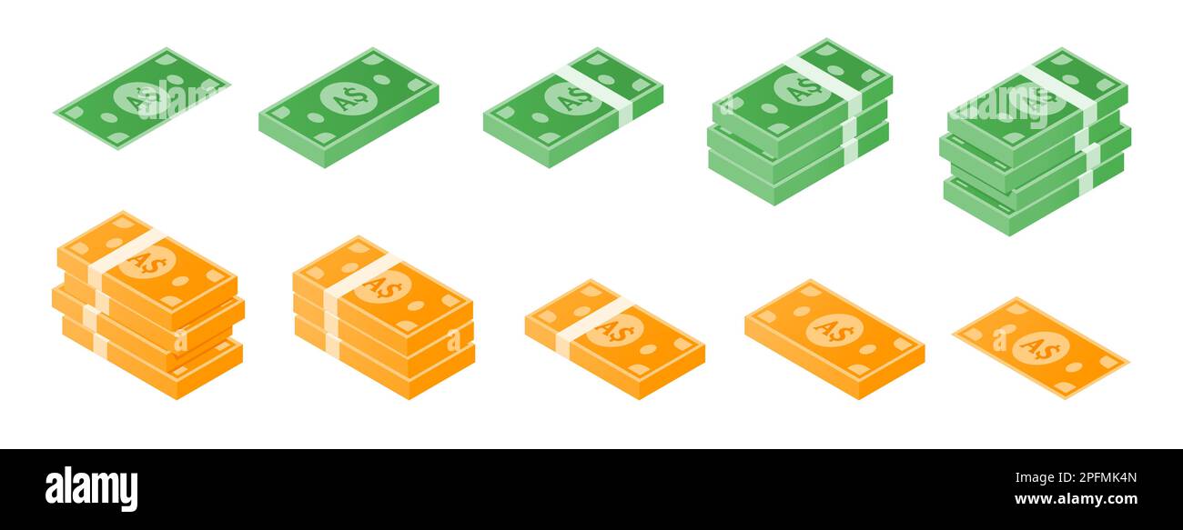 Australian Dollar Banknote Isometric Icon Set Stock Vector Image & Art ...