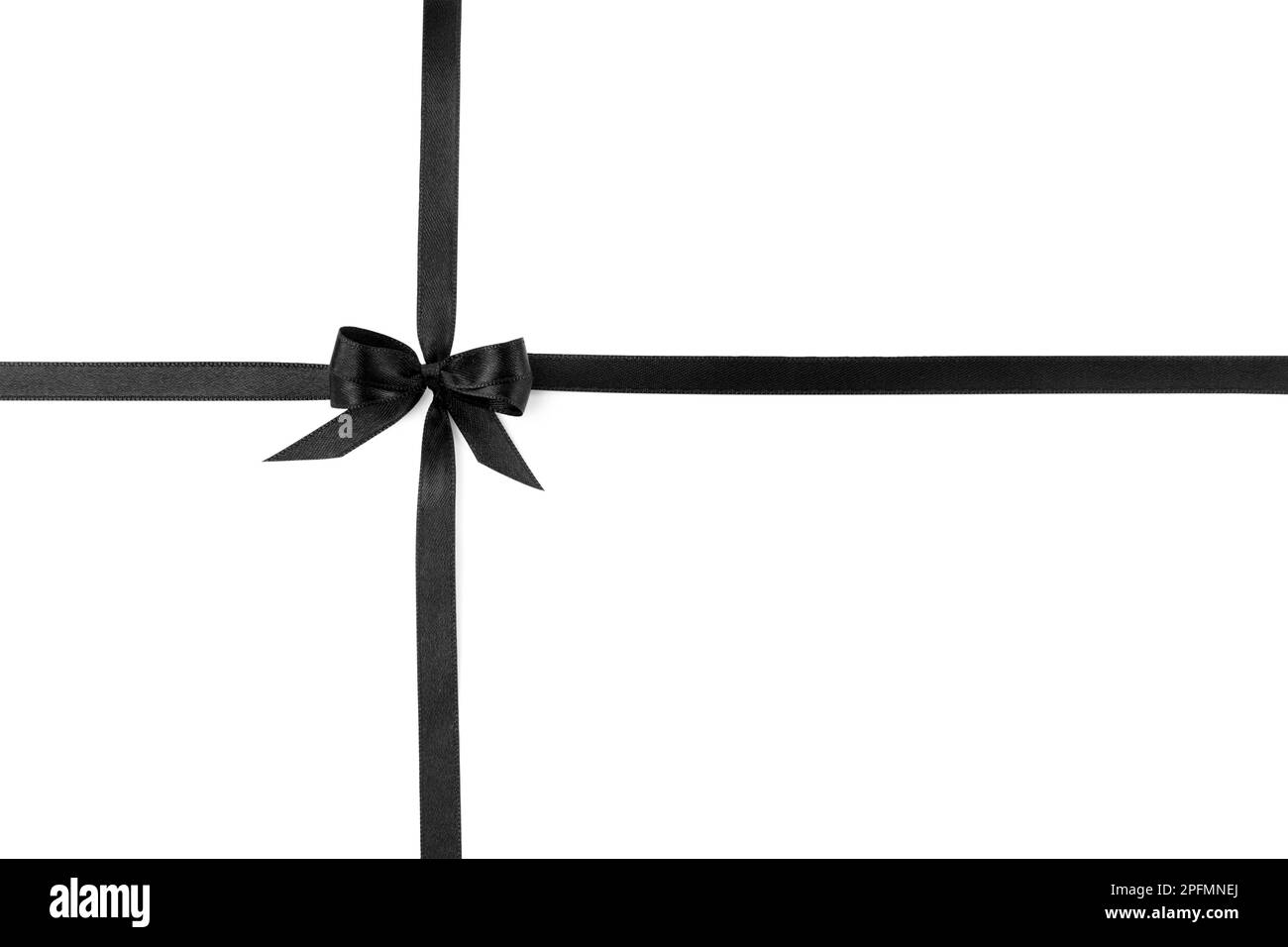 Elegant black ribbon with bow isolated on white, top view Stock Photo ...