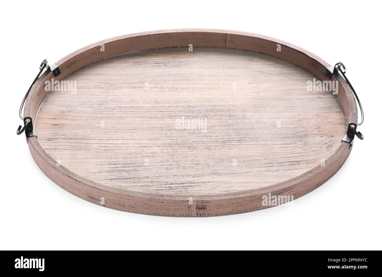 One empty wooden tray isolated on white Stock Photo - Alamy