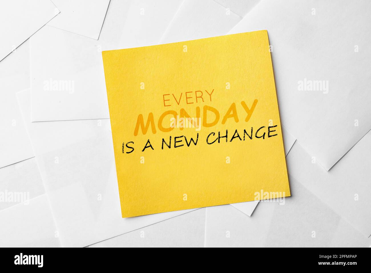 Note with motivational quote Every Monday Is A New Change on paper ...