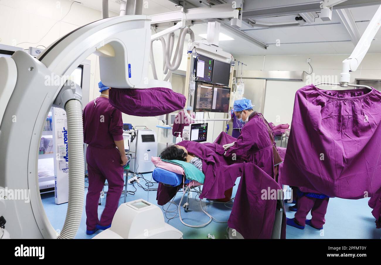 LIUZHOU, CHINA - MARCH 9, 2023 - Medical staff perform leadless double ...