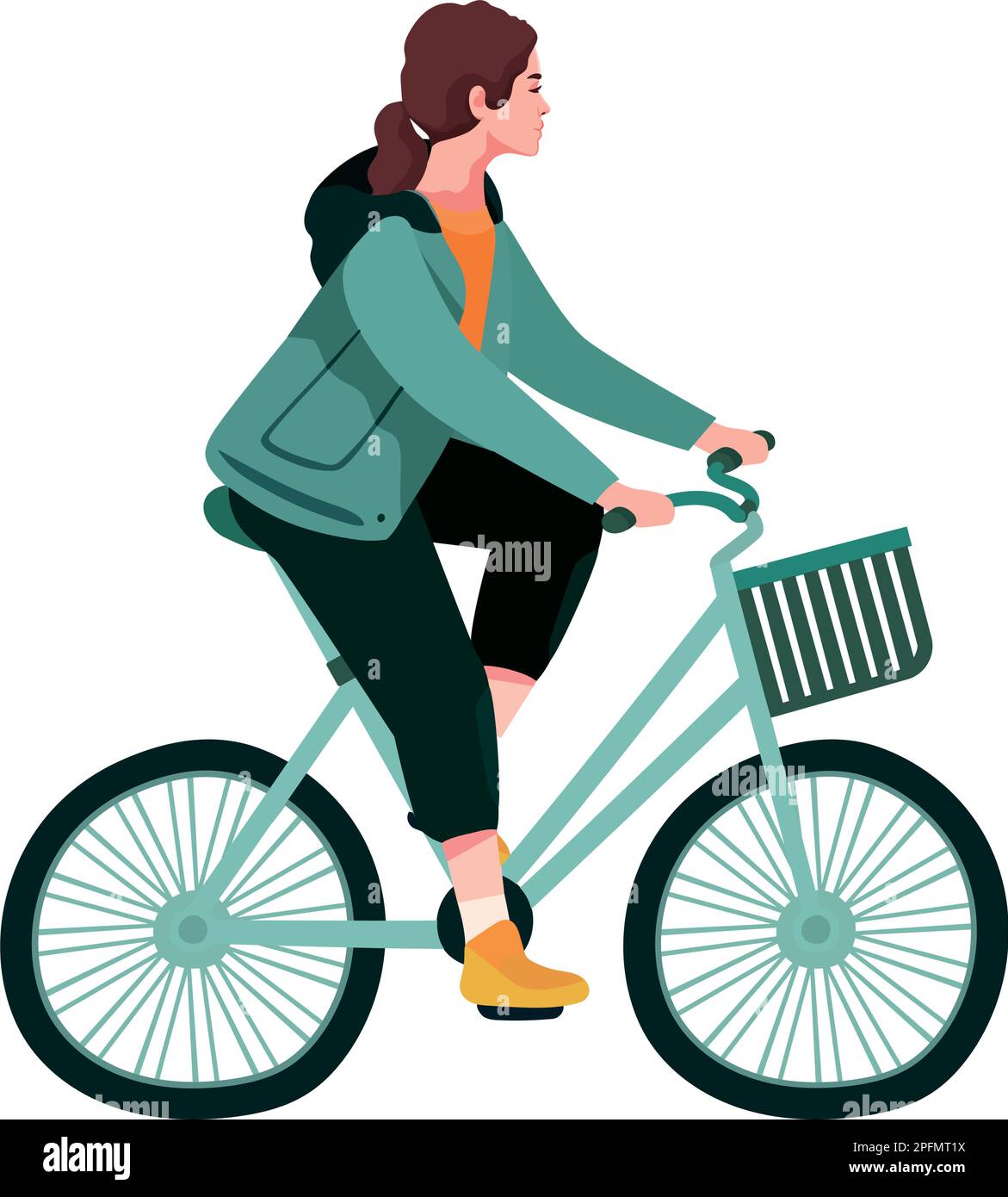 Mountain biking woman riding Stock Vector Images - Alamy