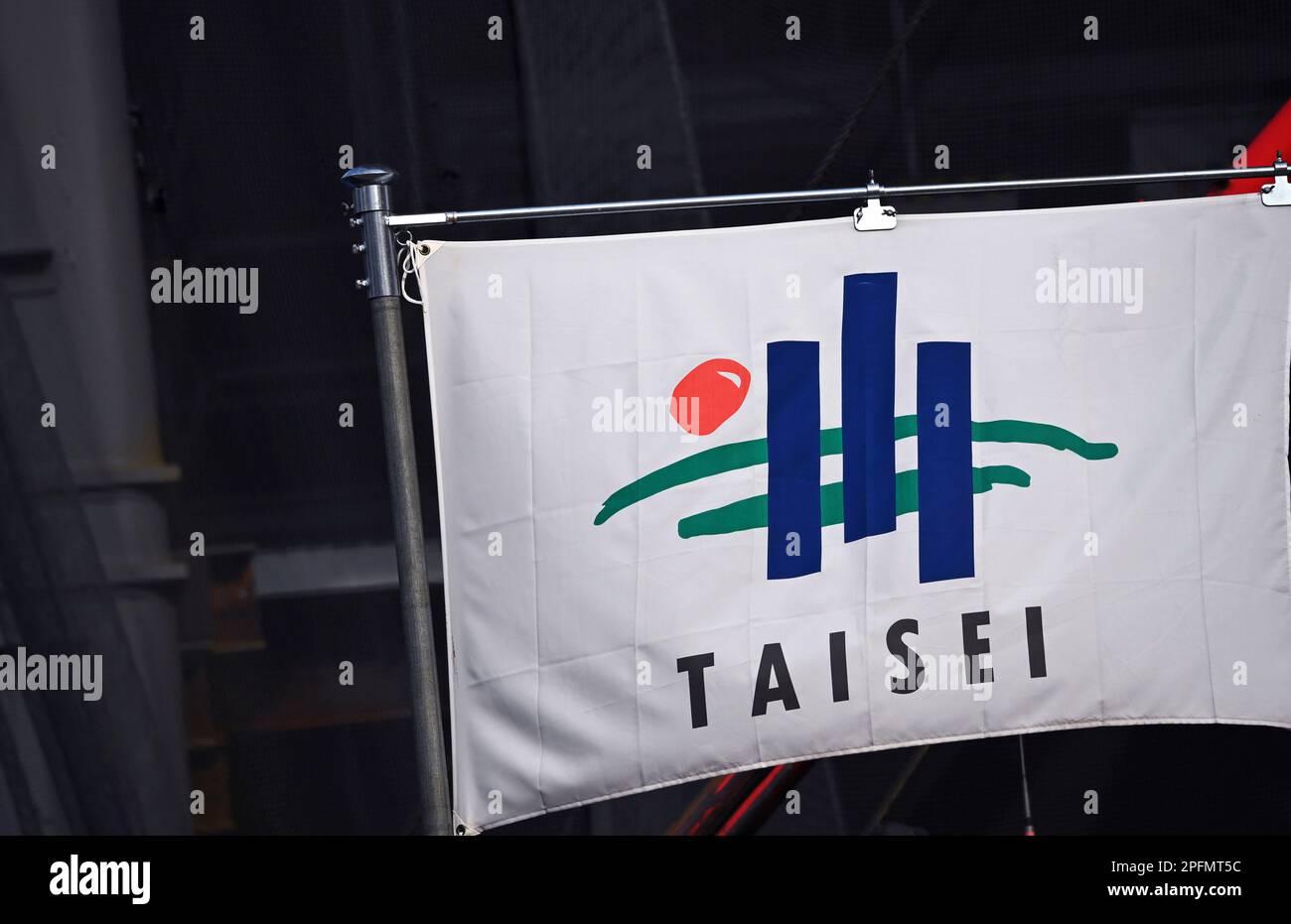A photo shows the logo of Japanese construction company Taisei ...